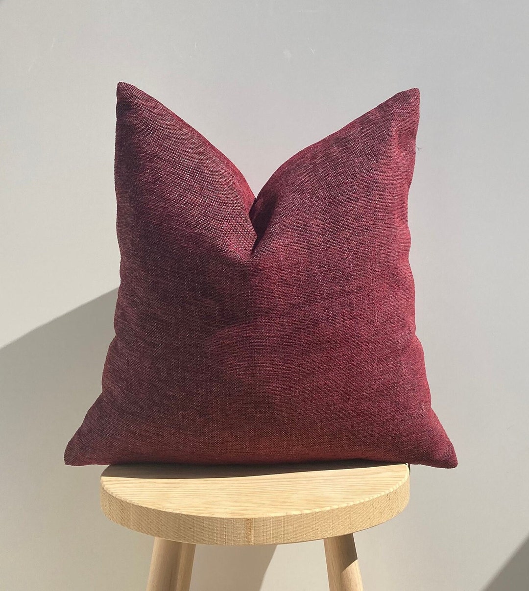 Burgundy Luxury Linen Pillowcase,burgundy Thick Linen,soft Pillow ...