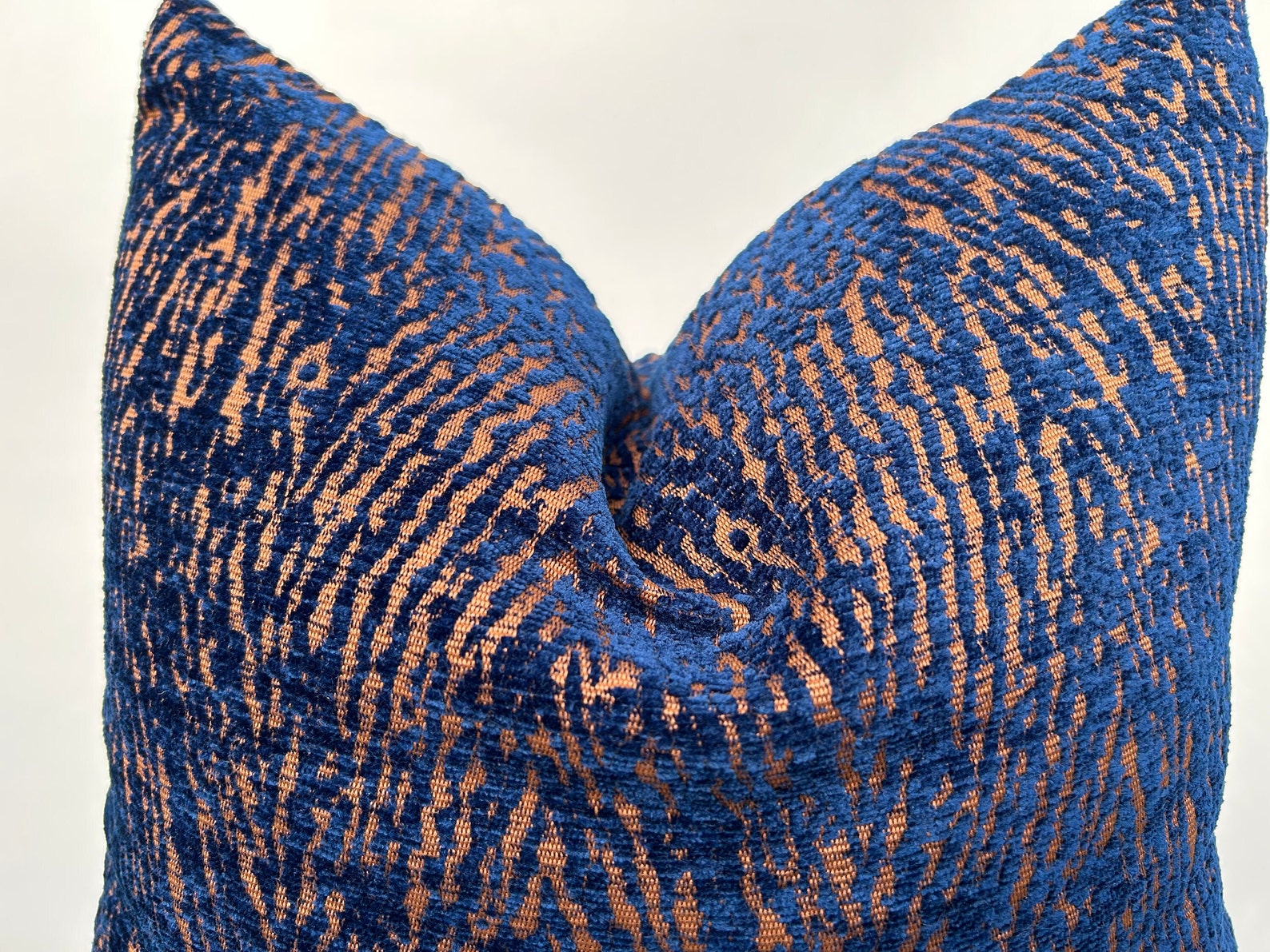 Navy Blue and Rust Textured Pillow Cover,navy Blue Zebra Pillowcase ...