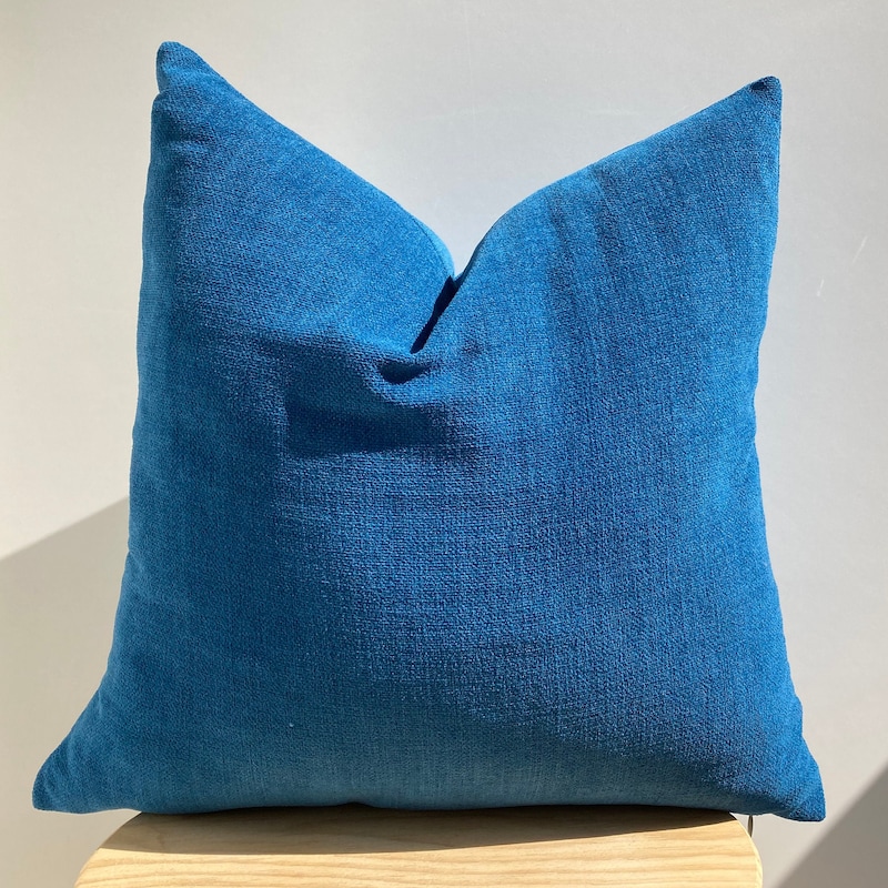Bright Blue Pillow - Etsy