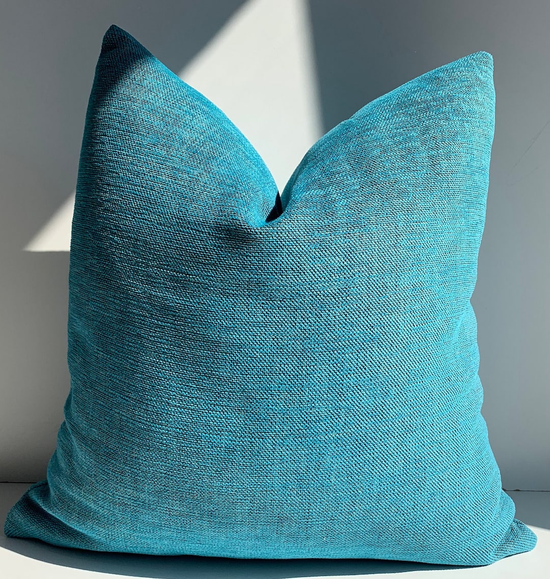 Turquoise Linen Throw Pillow Cover,turquoise Linen,decorative ...