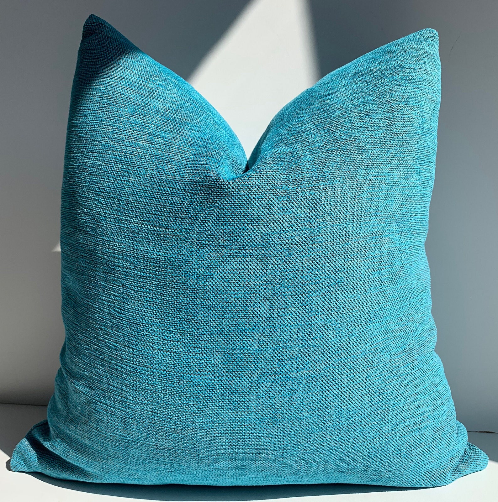 Turquoise Linen Throw Pillow Cover,turquoise Linen,decorative ...