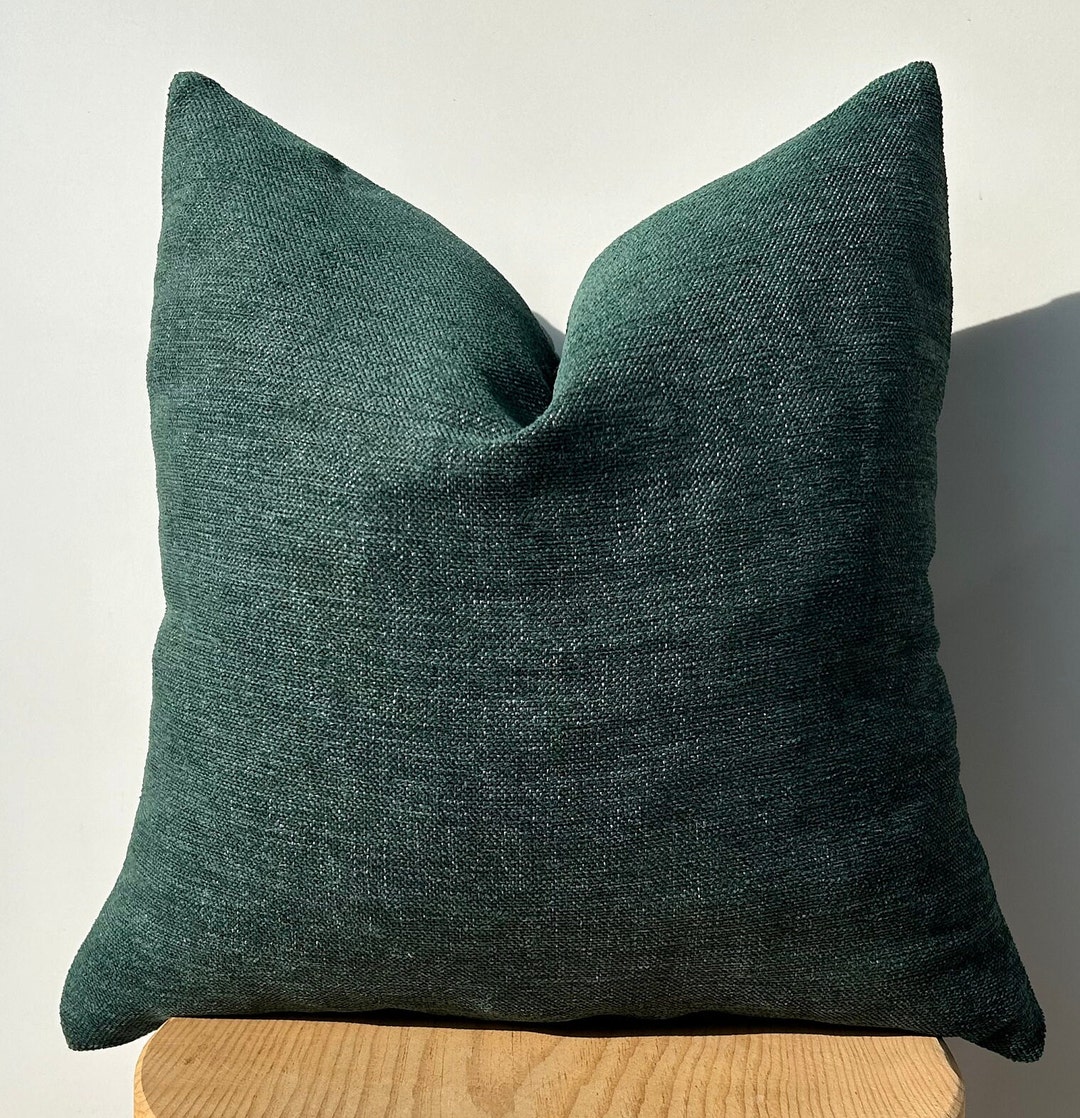 Green Luxury Linen Pillow Cover,dark Green Thick Linen Soft Pillow ...