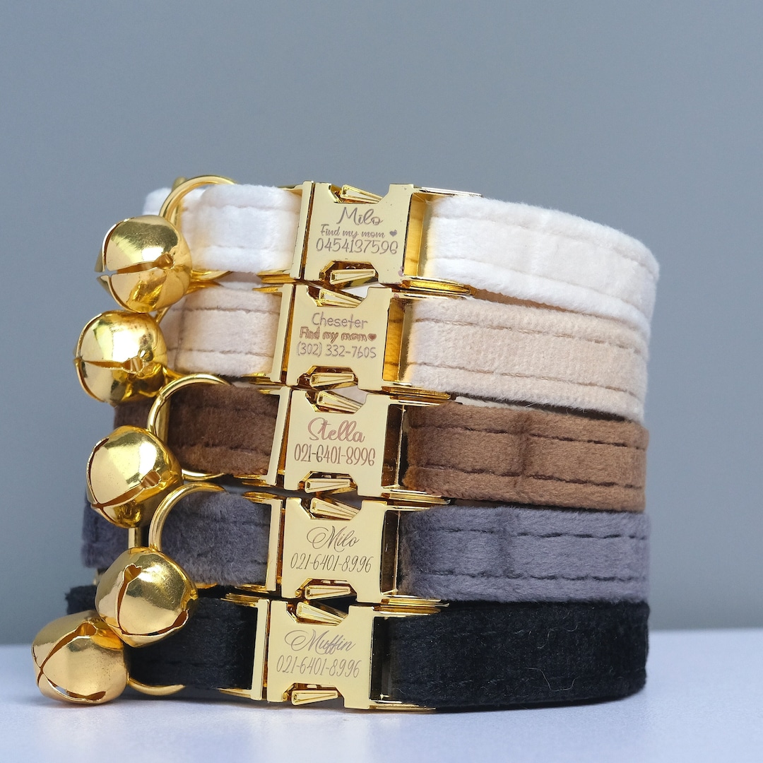 Cat Collar With Name Tag, Velvet Cat Collar, Cat Collar With Bell, Cat ...