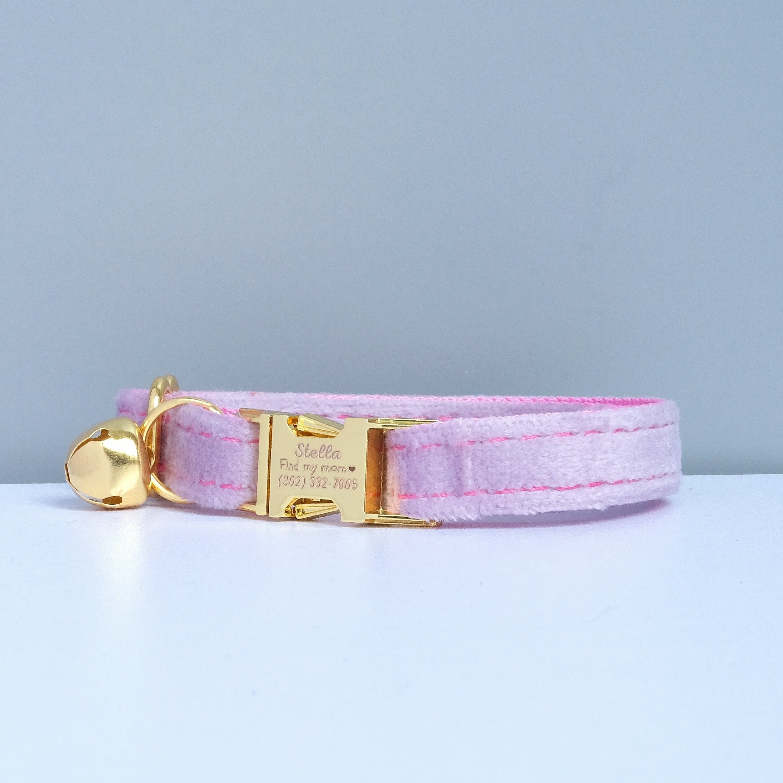 Personalized Cute Cat Collar, Velvet Cat Collar, Light Color Collar ...
