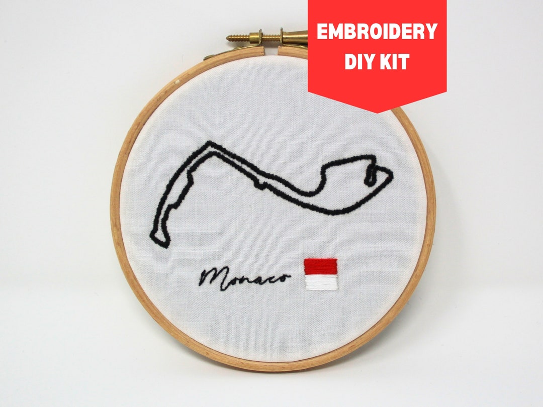 Beginner's Embroidery Kit Monaco F1 GP Race Track Outline 5 Inch Hoop ...
