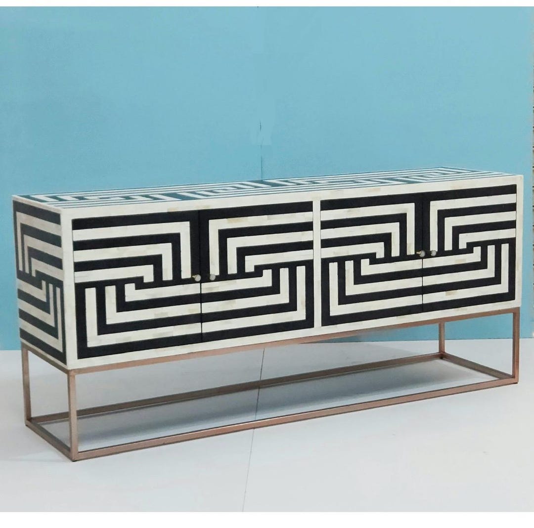 Indian Mango Wood and Bone Inlay Sideboard for Living Room Decor ...