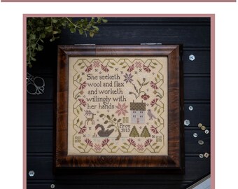 2024 Nashville Needlework Market PROVERBS 31 SAMPLER Plum Street Samplers Cross Stitch Pattern-3 ...