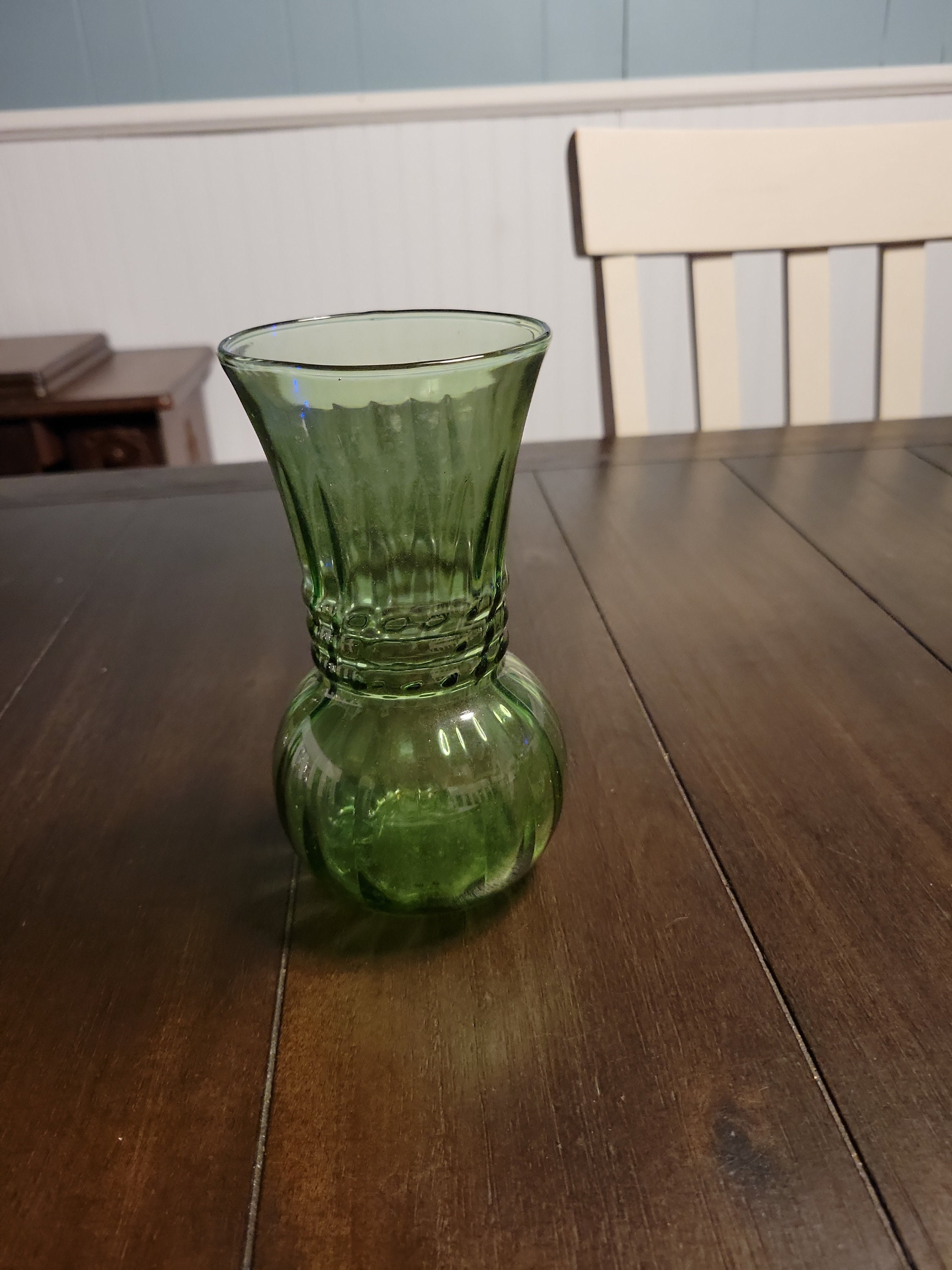 Green Depression Glass Vase - Etsy
