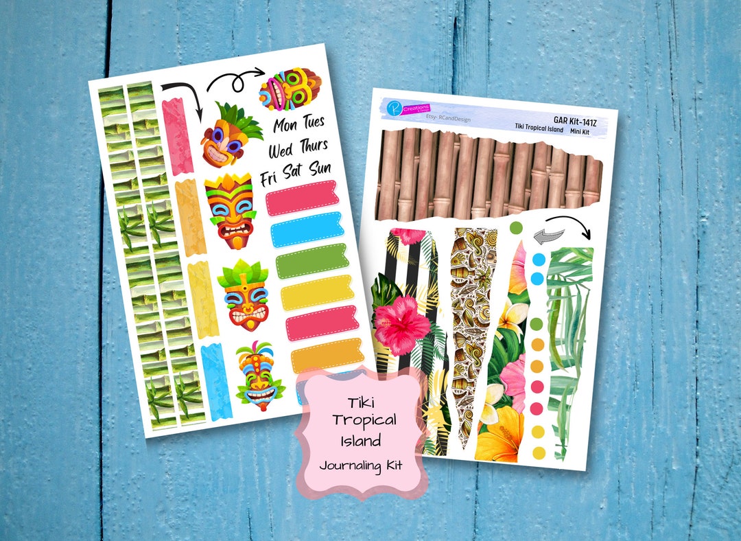 TOTEM MASK STICKERS Tiki Tropical Island Journaling Stickers Planner ...