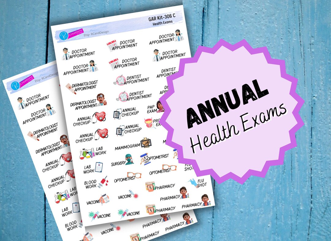 HEALTH EXAM REMINDER Stickers for Calendars Planners or Journaling - Etsy
