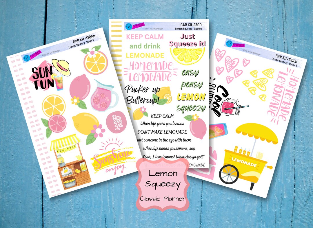 LEMONADE CITRUS STICKERS Fun & Bright Lemon Decor for Planners ...