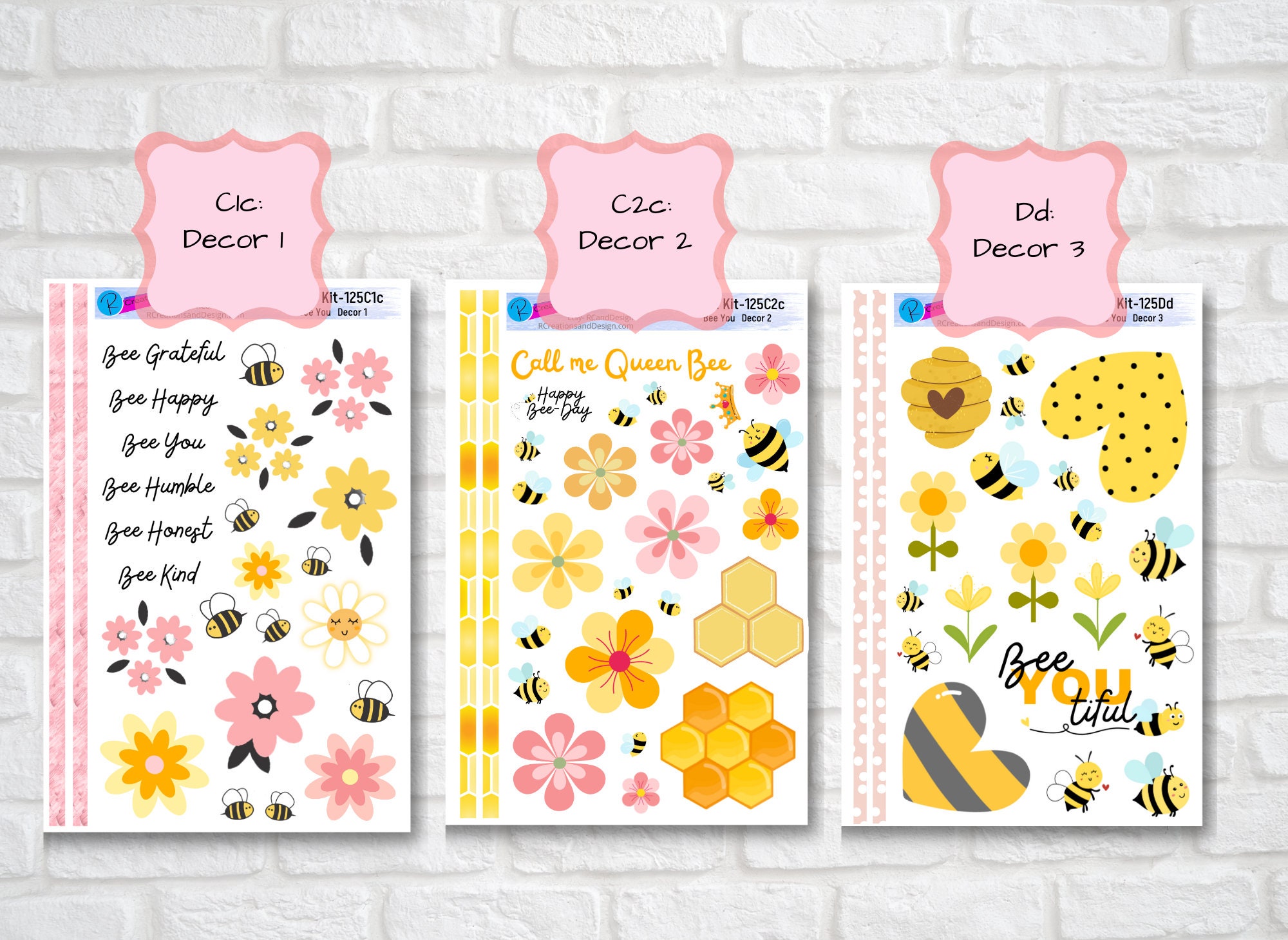 CUTE BEE STICKERS Bullet Journal Bumblebee Decorative Stickers Honeybee ...