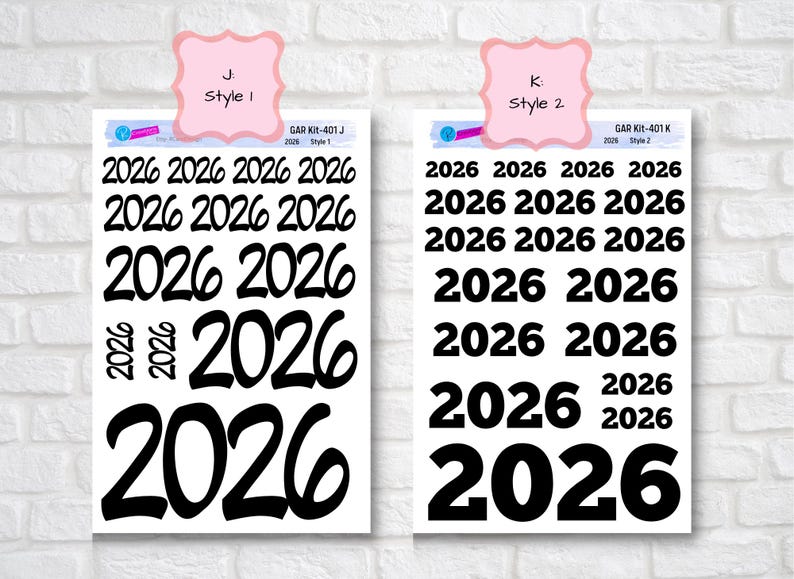 YEARLY DATE STICKERS 2026 Number Header Stickers for Planners ...