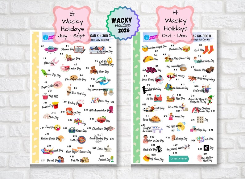 WACKY HOLIDAY 2026 STICKERS Silly Random Yearly Holidays for Planners ...