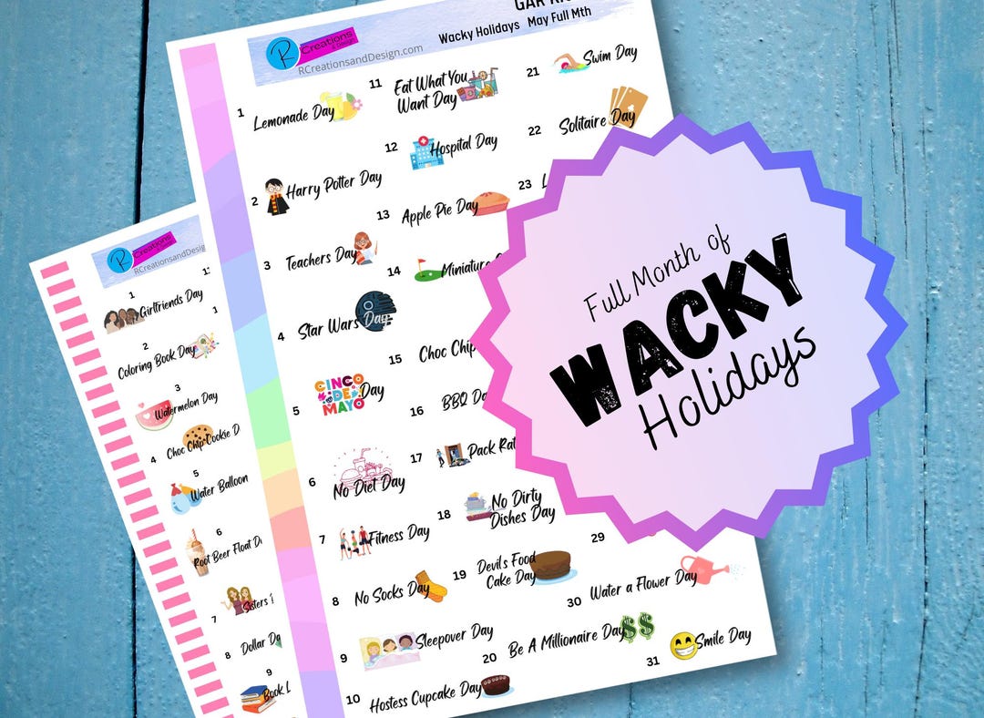 WACKY MONTHLY HOLIDAYS A Full Month of Wild & Crazy Holidays for 2025 ...