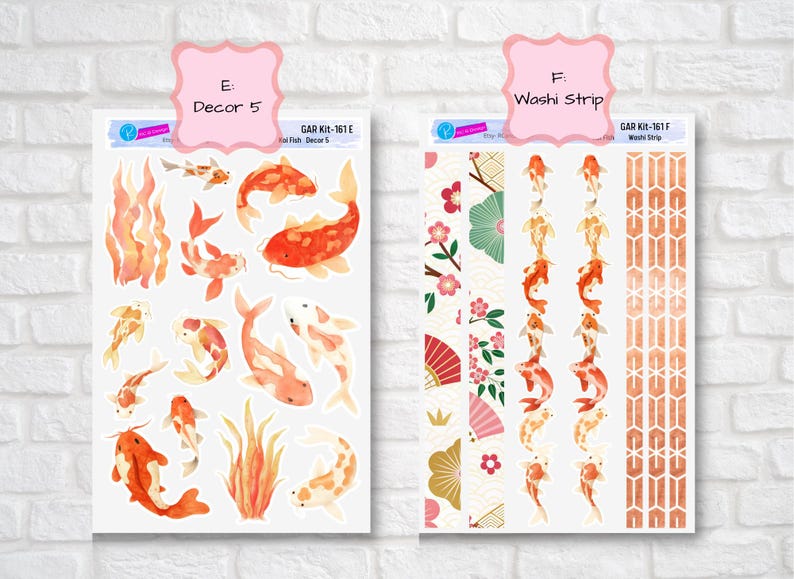 KOI FISH STICKERS Journaling Calendar Planner Layout Scrapbook Stickers ...