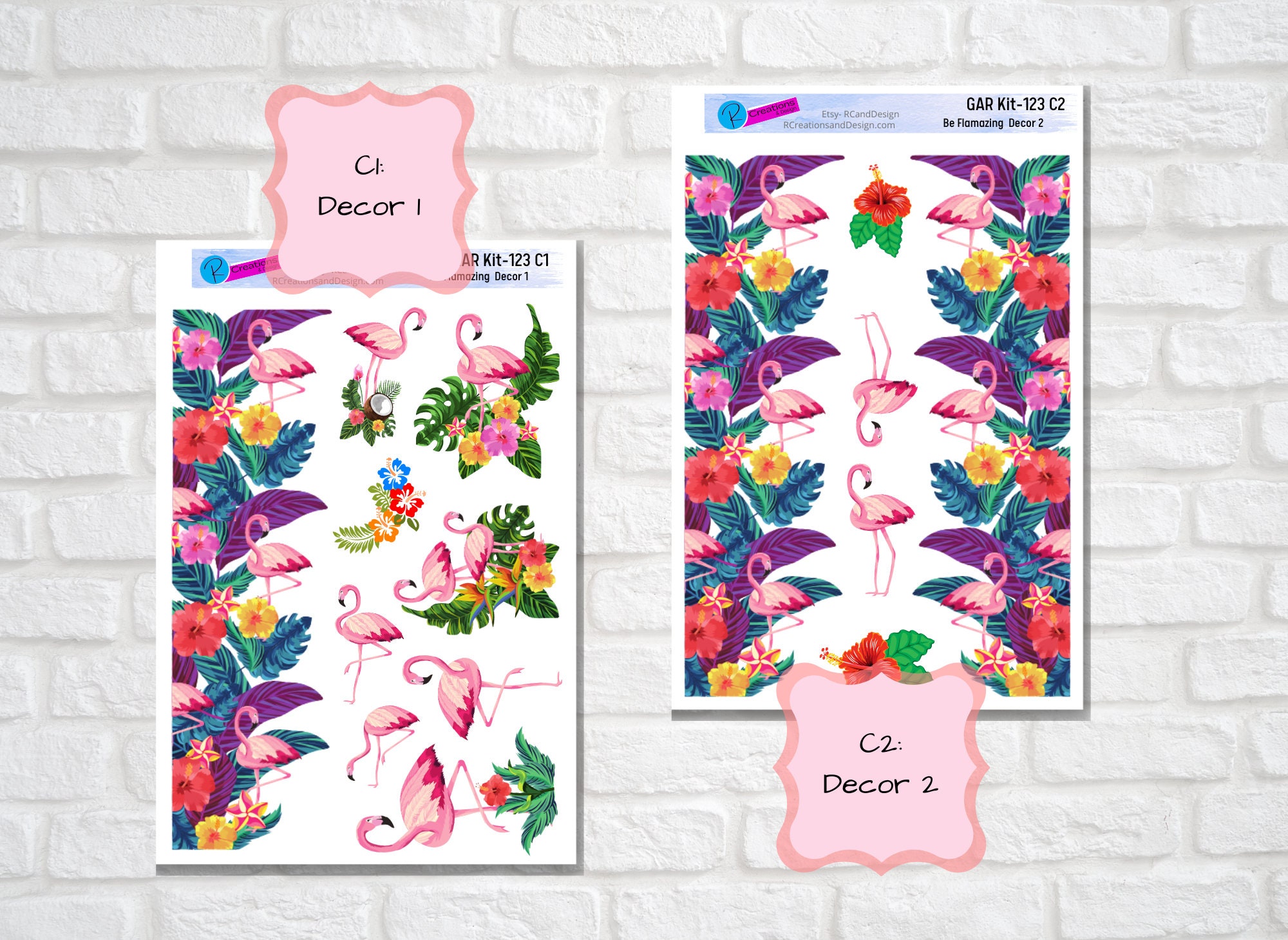 TROPICAL FLAMINGO STICKERS Great for Planner Layouts Calendars ...