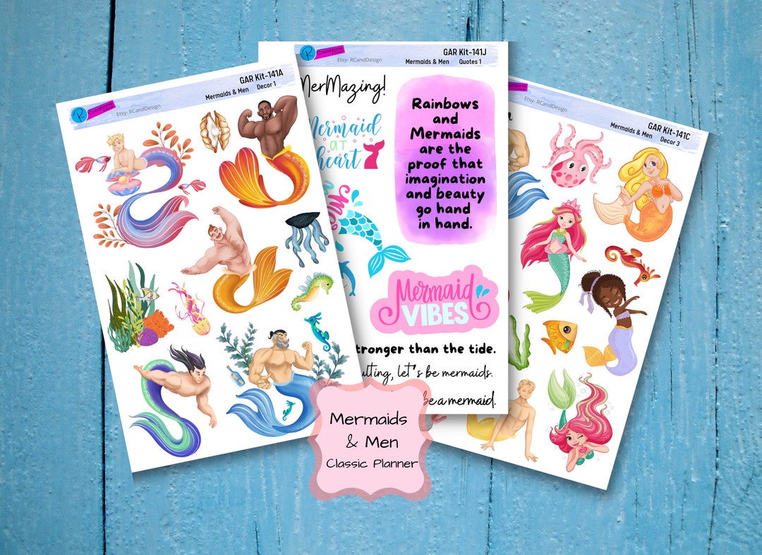 MERMAIDS & MEN STICKERS Mermen and Deep-sea Life Planner Stickers ...