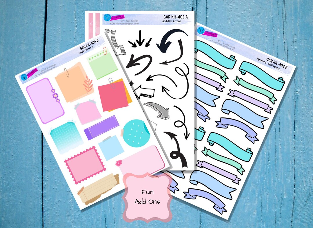 FUN ADD-ON Stickers Arrows Banners Sticky Notes for Planners Calendars ...