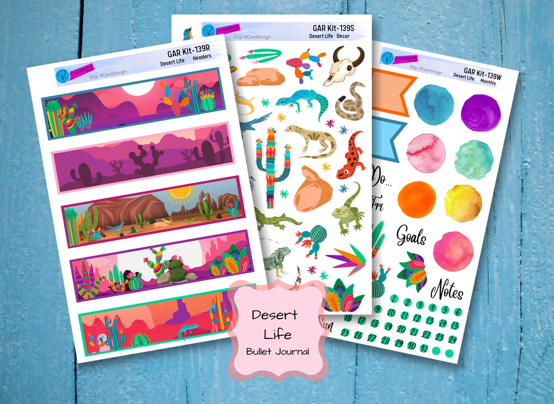 EXOTIC SOUTHWEST DESERT Stickers Painted Desert Cactus & Animal Planner ...