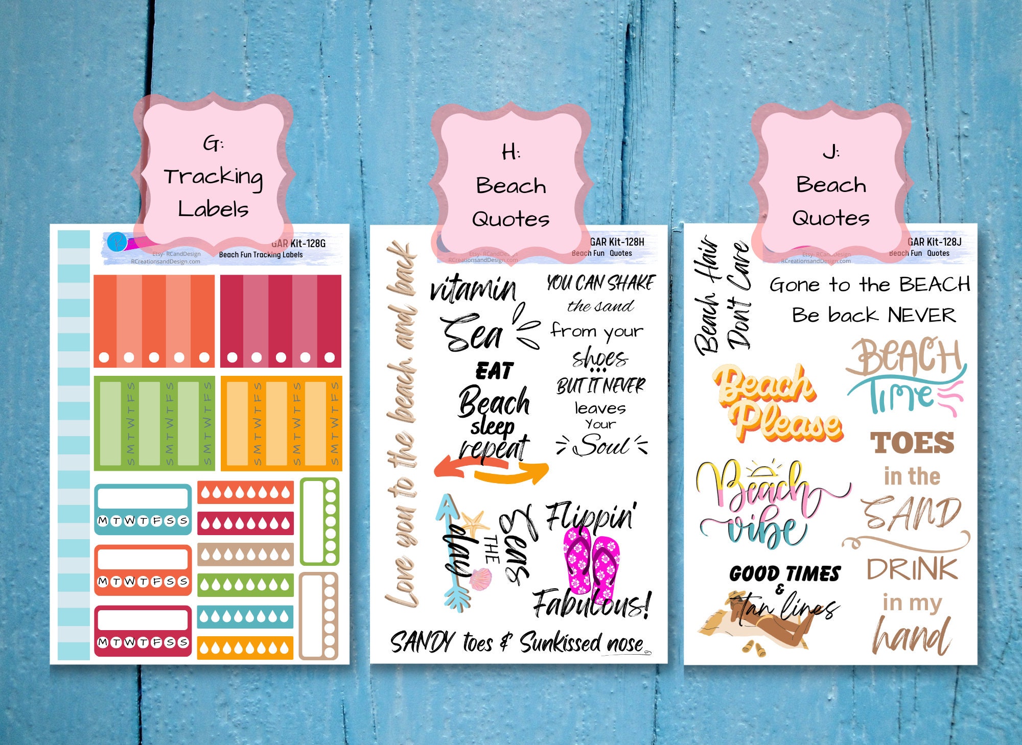 BEACH TIME STICKERS Journaling Beach Theme Kit Quotes Tropical Beach ...