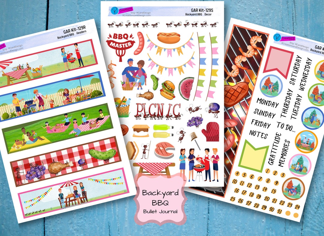 PICNIC BACKYARD BARBECUE Stickers Planners Layout Stickers Journaling ...