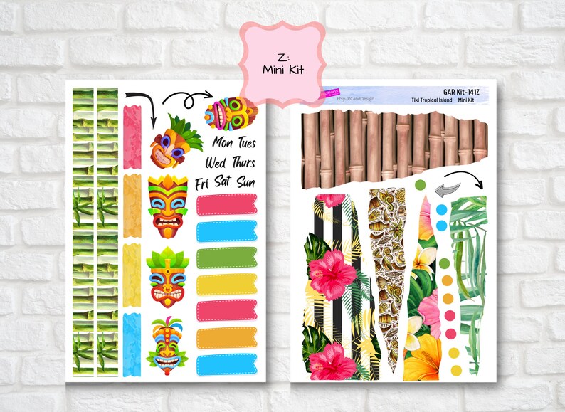 TROPICAL TIKI ISLAND Stickers Colorful Planner Layout Stickers ...