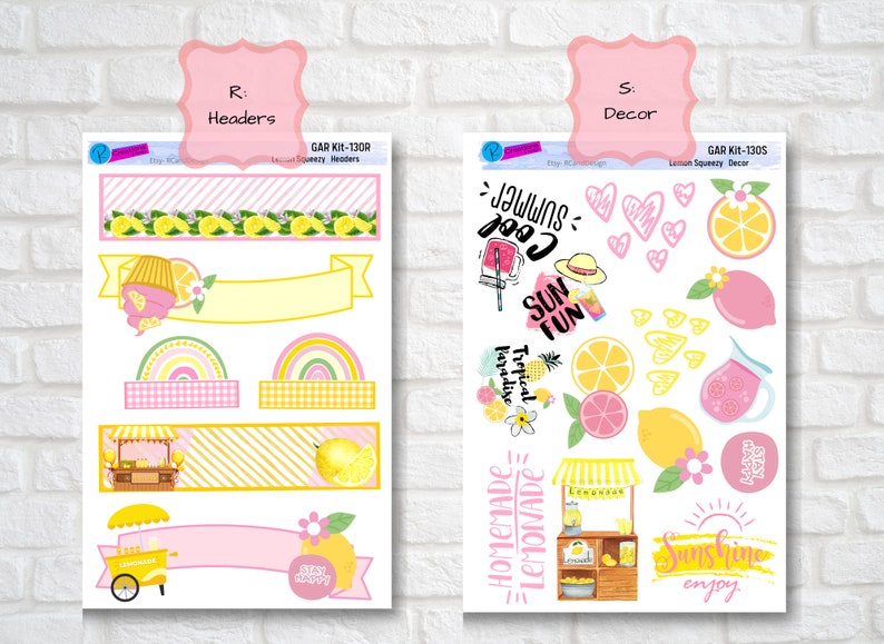 LEMONADE STAND STICKERS Decorative Journaling Stickers Planner Layout ...