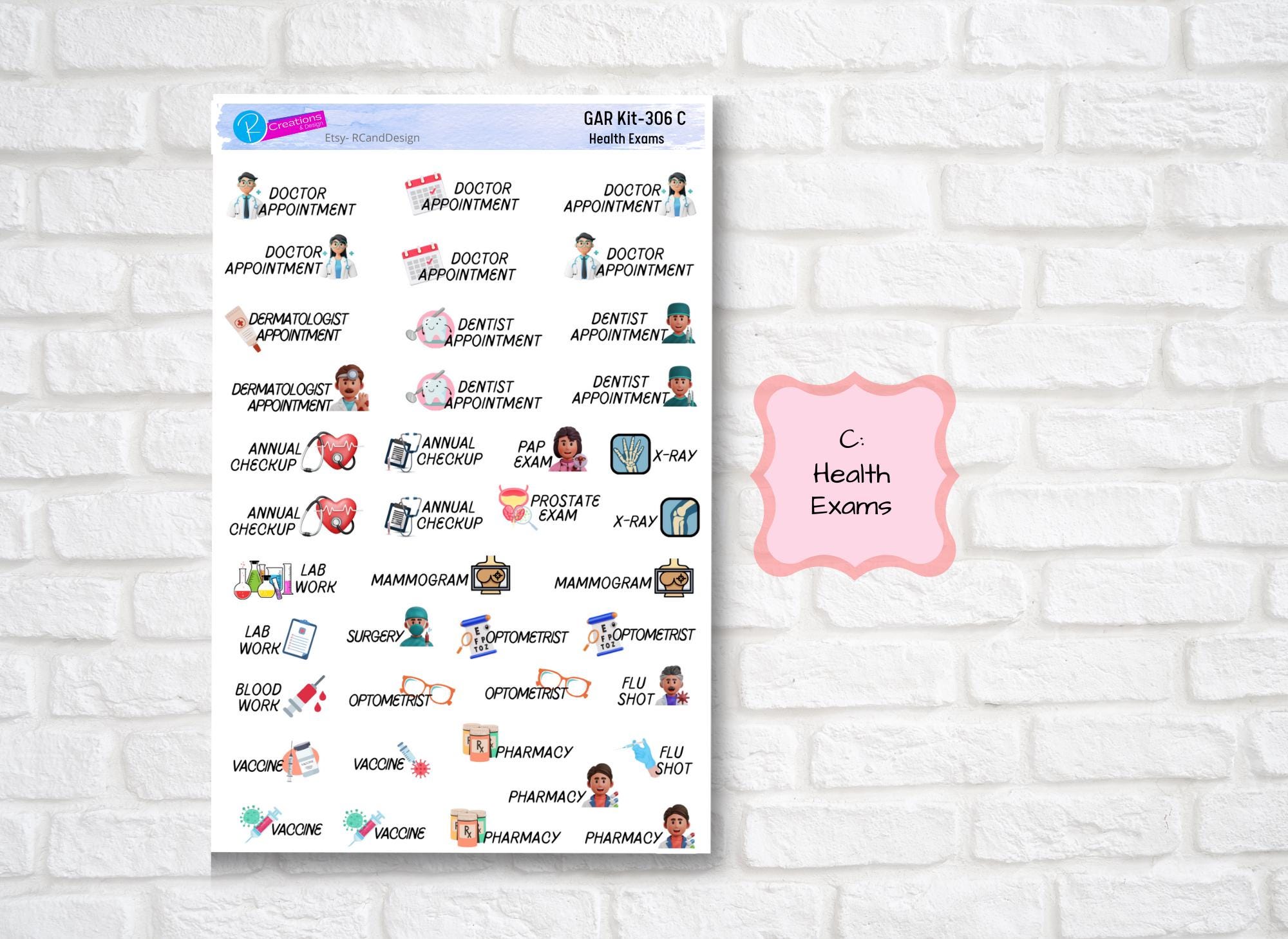 HEALTH EXAM REMINDER Stickers for Calendars Planners or Journaling - Etsy