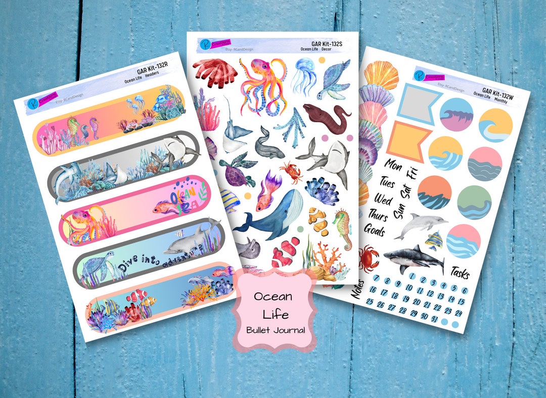 SEA CREATURE STICKERS Ocean Life Aquatic Animal Decoration Planner ...