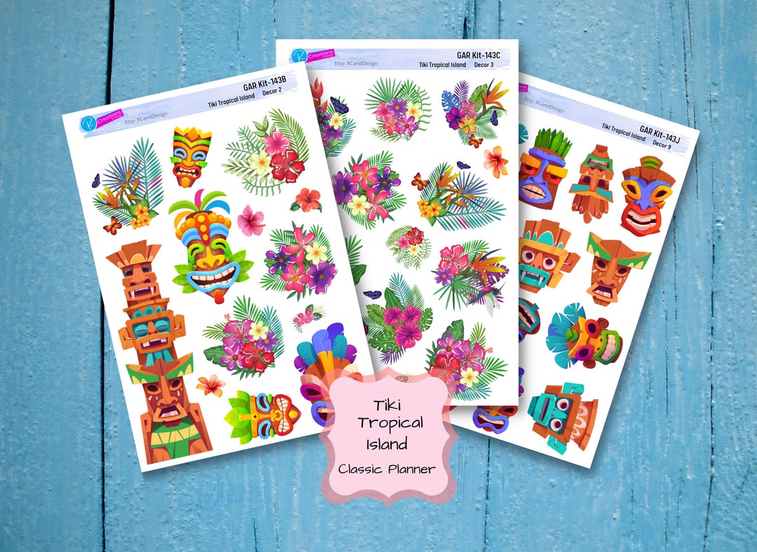 TROPICAL TIKI ISLAND Stickers Colorful Planner Layout Stickers ...
