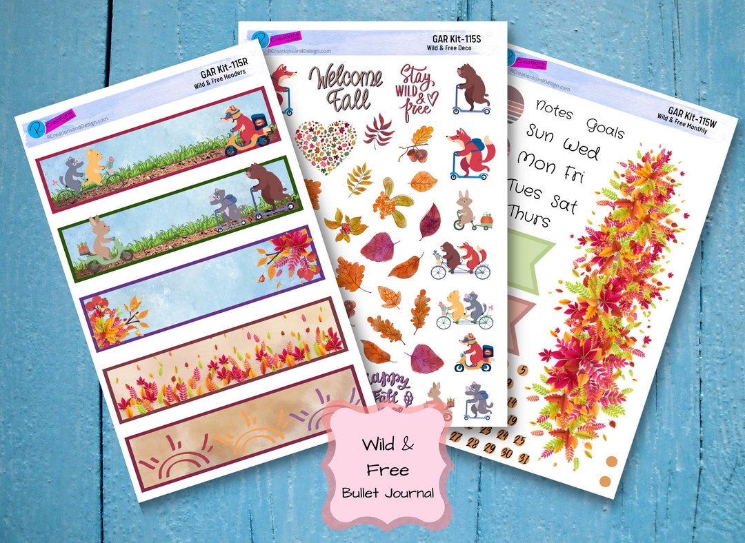 FALL FOREST ANIMAL Leaves Sticker Sheets for Planners Calendars or Just ...