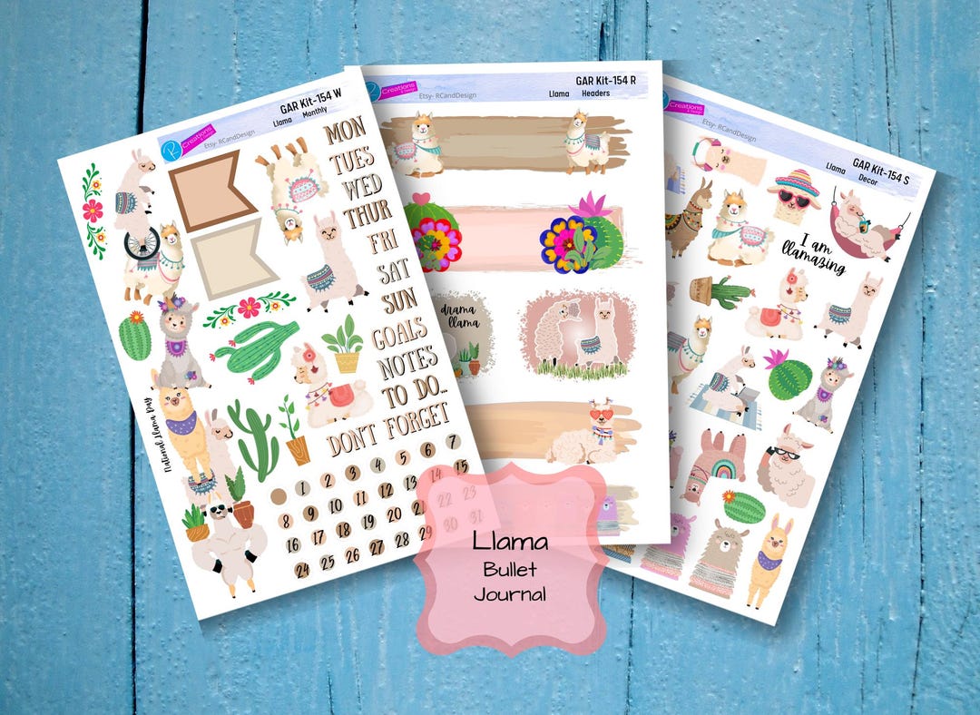 LLAMA DRAMA STICKERS Planner Layout Stickers Journaling Calendar ...