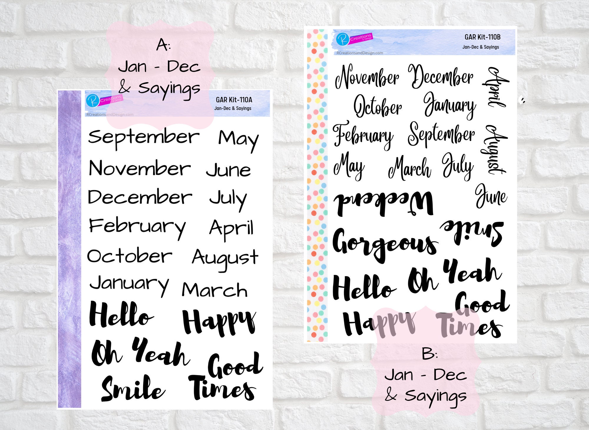 MONTHLY HEADER STICKERS Months of the Year Stickers Sayings Quotes ...