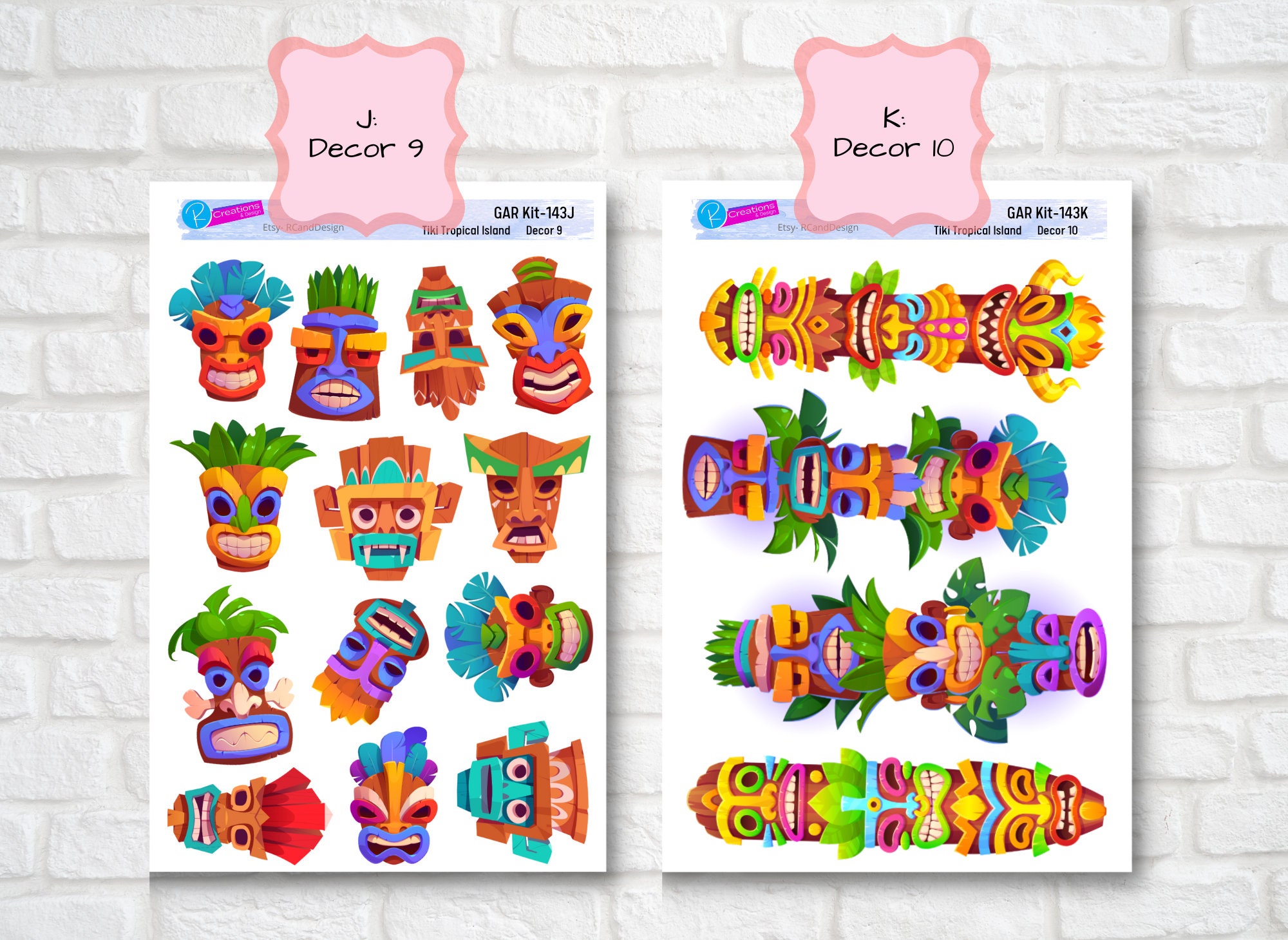 TROPICAL TIKI ISLAND Stickers Colorful Planner Layout Stickers ...