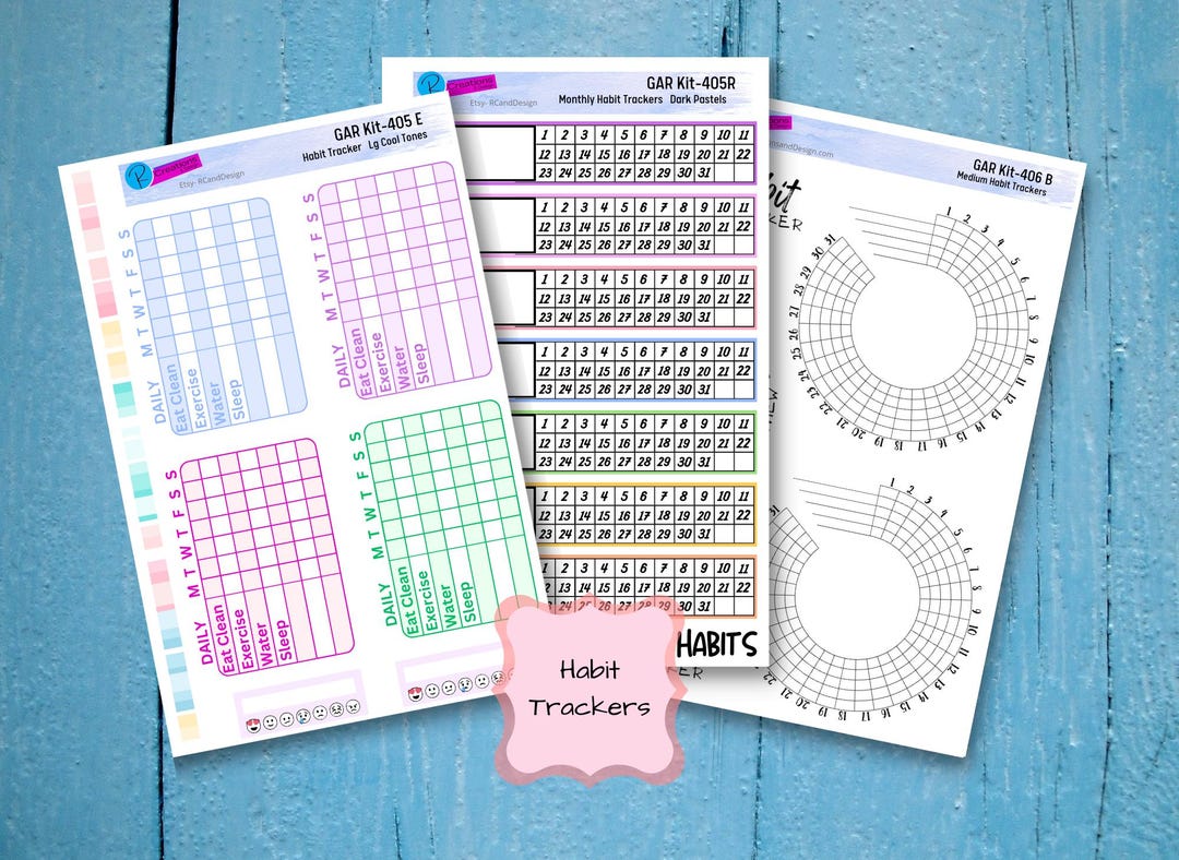HABIT TRACKER STICKERS Monthly Weekly and Daily Trackers - Etsy