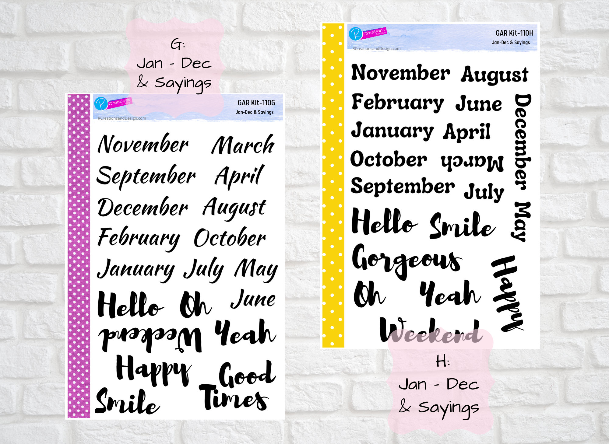 MONTHLY HEADER STICKERS Months of the Year Stickers Sayings Quotes ...
