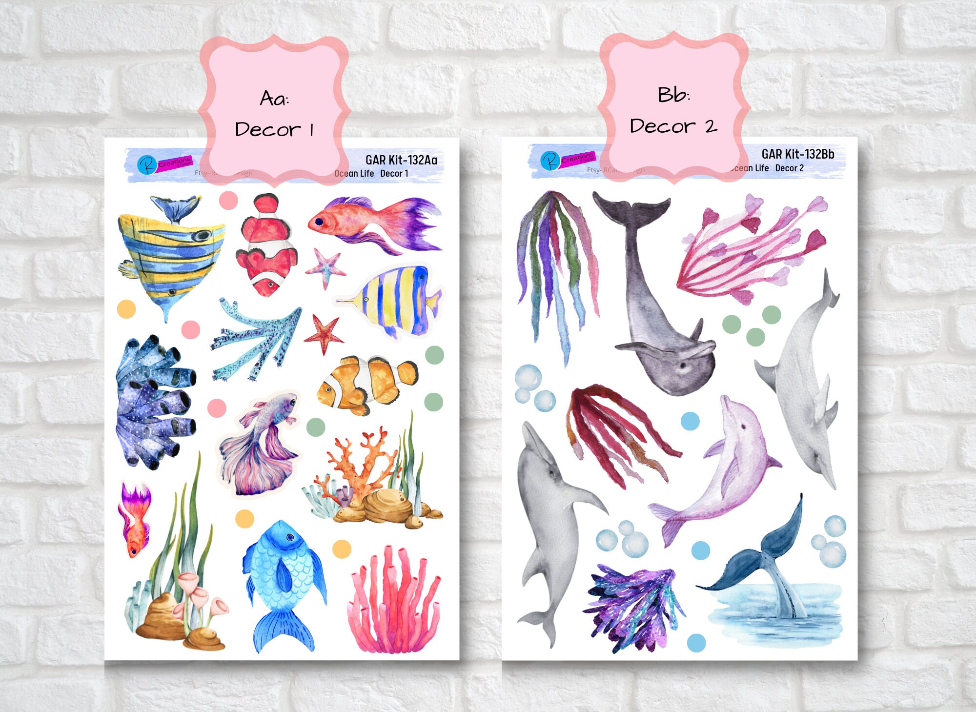 OCEAN LIFE STICKERS Sea Life Planner Decoration Stickers Tropical Sea ...