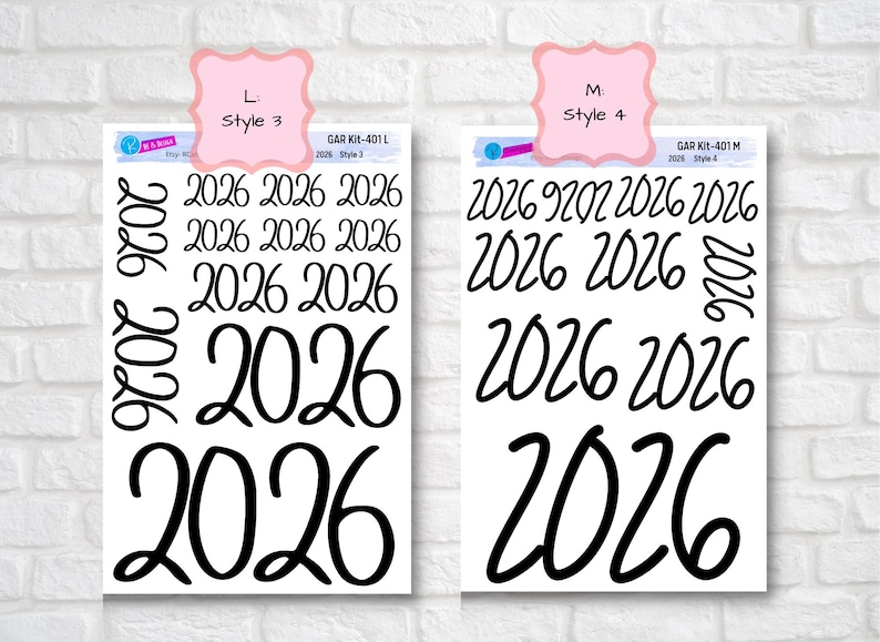 YEARLY DATE STICKERS 2026 Number Header Stickers for Planners ...