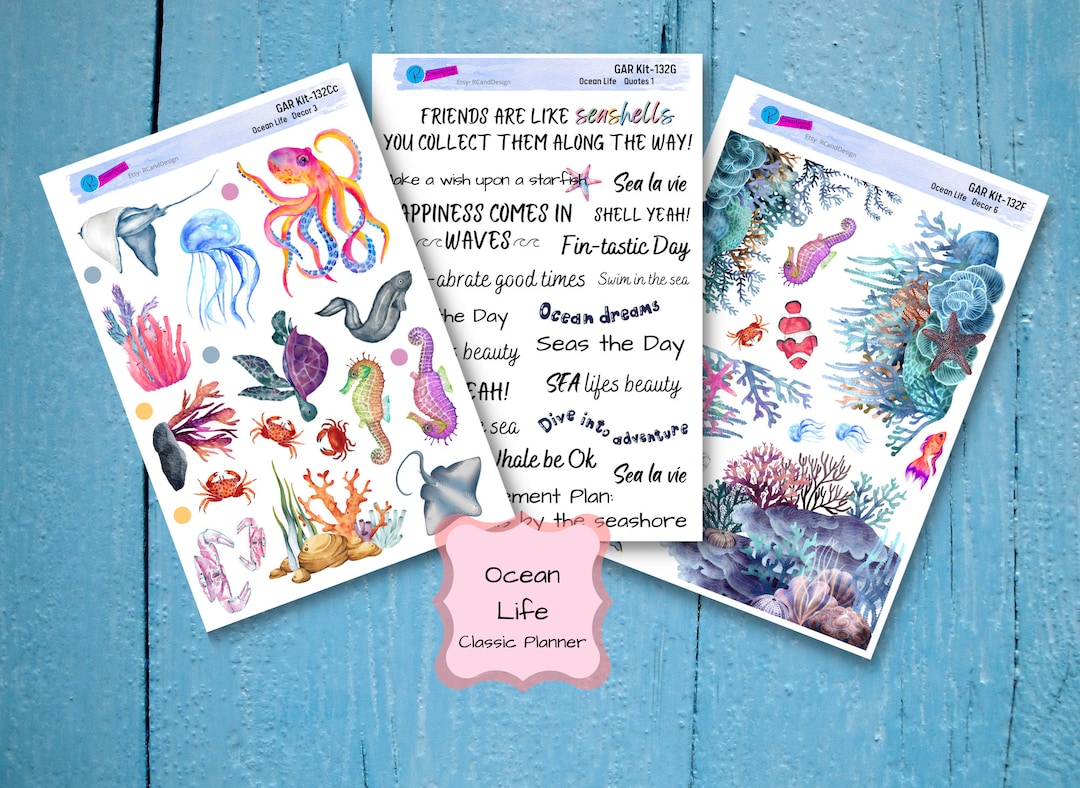 OCEAN LIFE STICKERS Sea Life Planner Decoration Stickers Tropical Sea ...