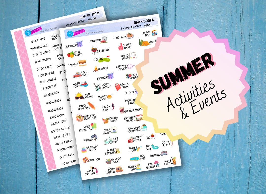 SUMMER EVENTS ACTIVITIE Stickers Summer Event Reminders for Calendars ...