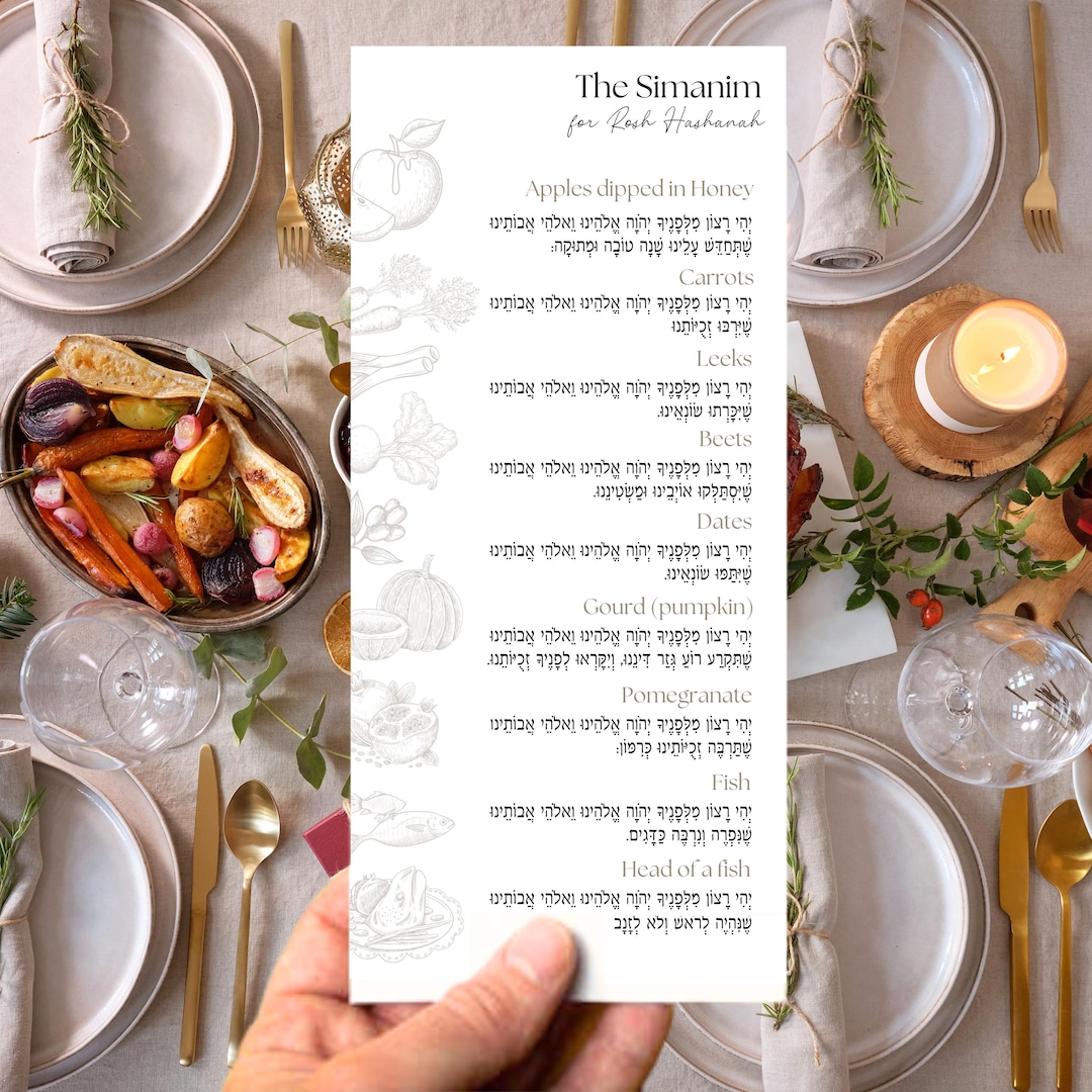 Rosh Hashanah Simanim Cards, Rosh Hashanah Symbols and Blessings - Etsy