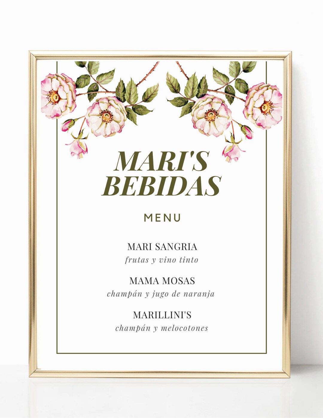 Floral Digital Drink Menu Template Watercolor Editable - Etsy