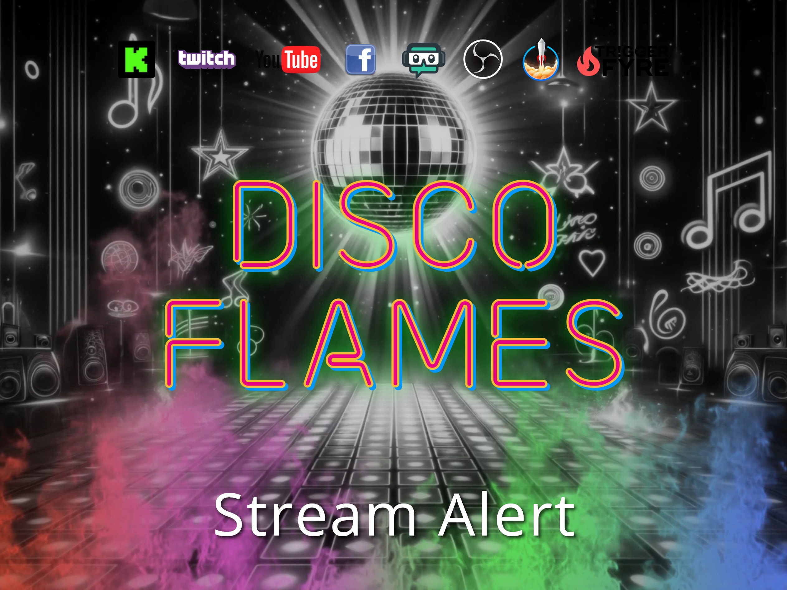 Disco Flames Stream Alert - Multicolor Fire Effect - Animated Overlay ...