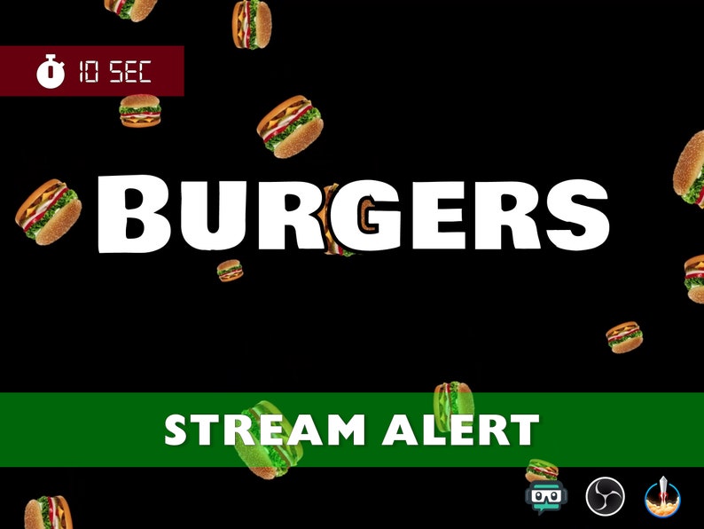 Burger Drop Stream Alert Animated Full Screen Overlay Raining ...