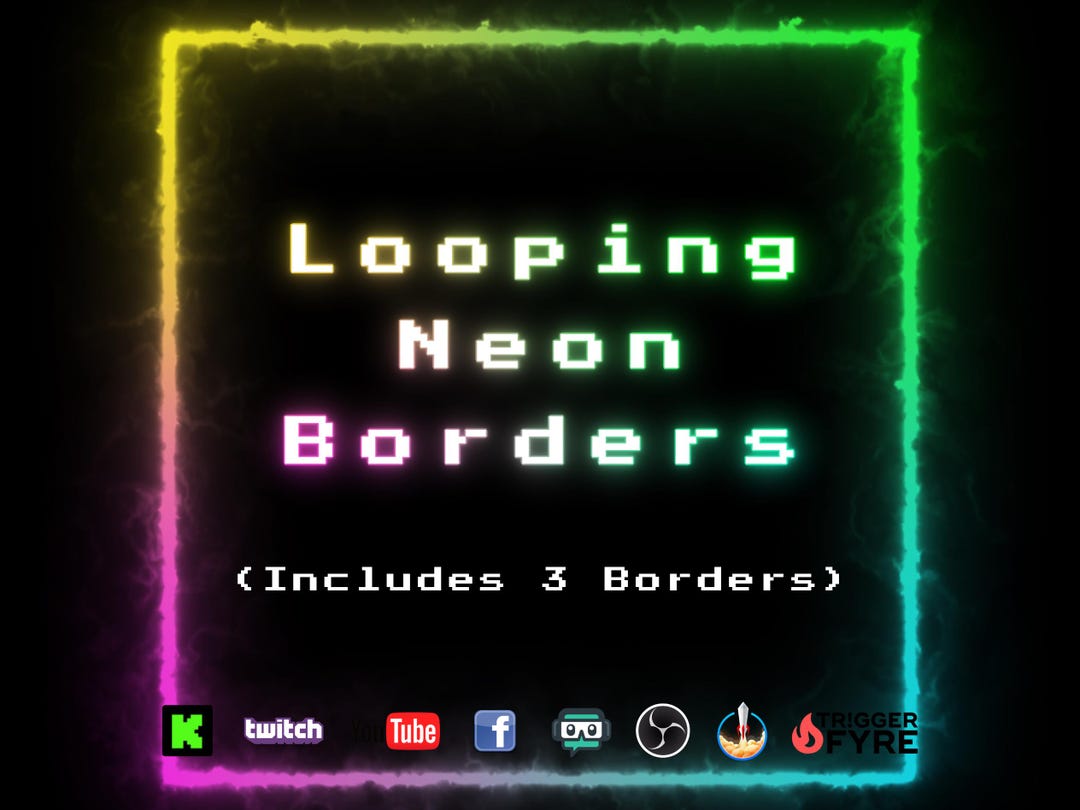 Neon Borders Stream Pack - Bundle of 3 Rainbow Looping Frames ...