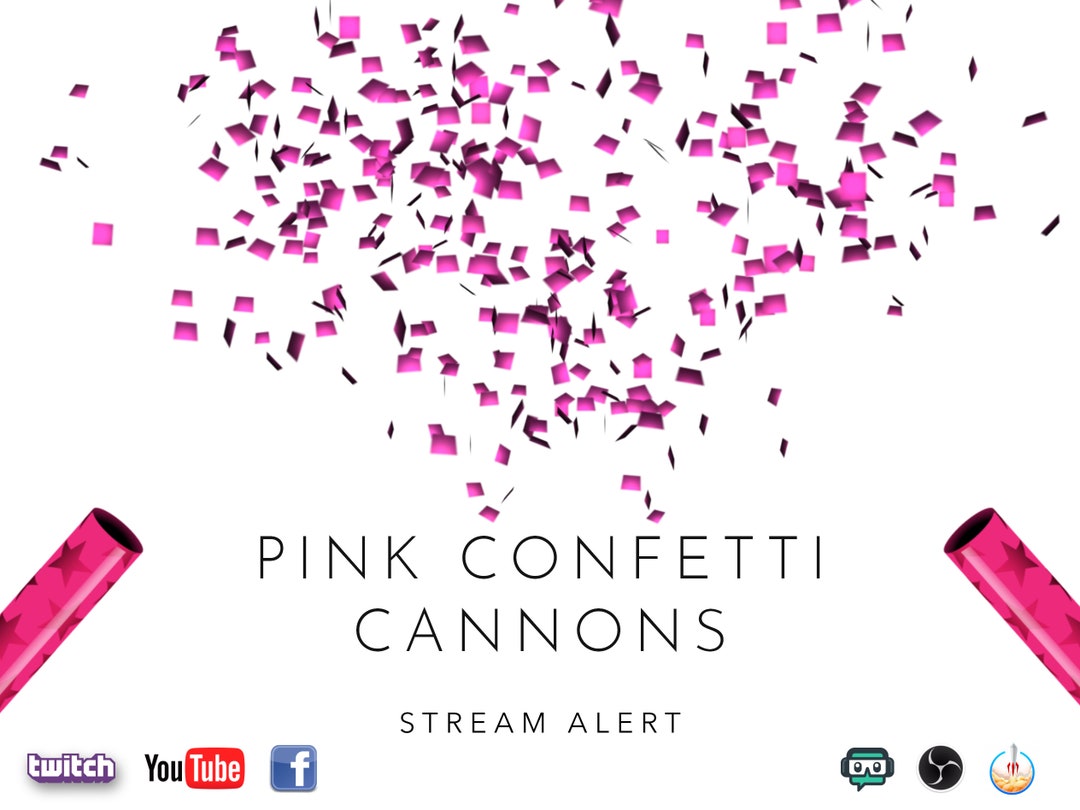 Pink Confetti Cannons Stream Alert Pack - Party Popper Effect - Sound ...