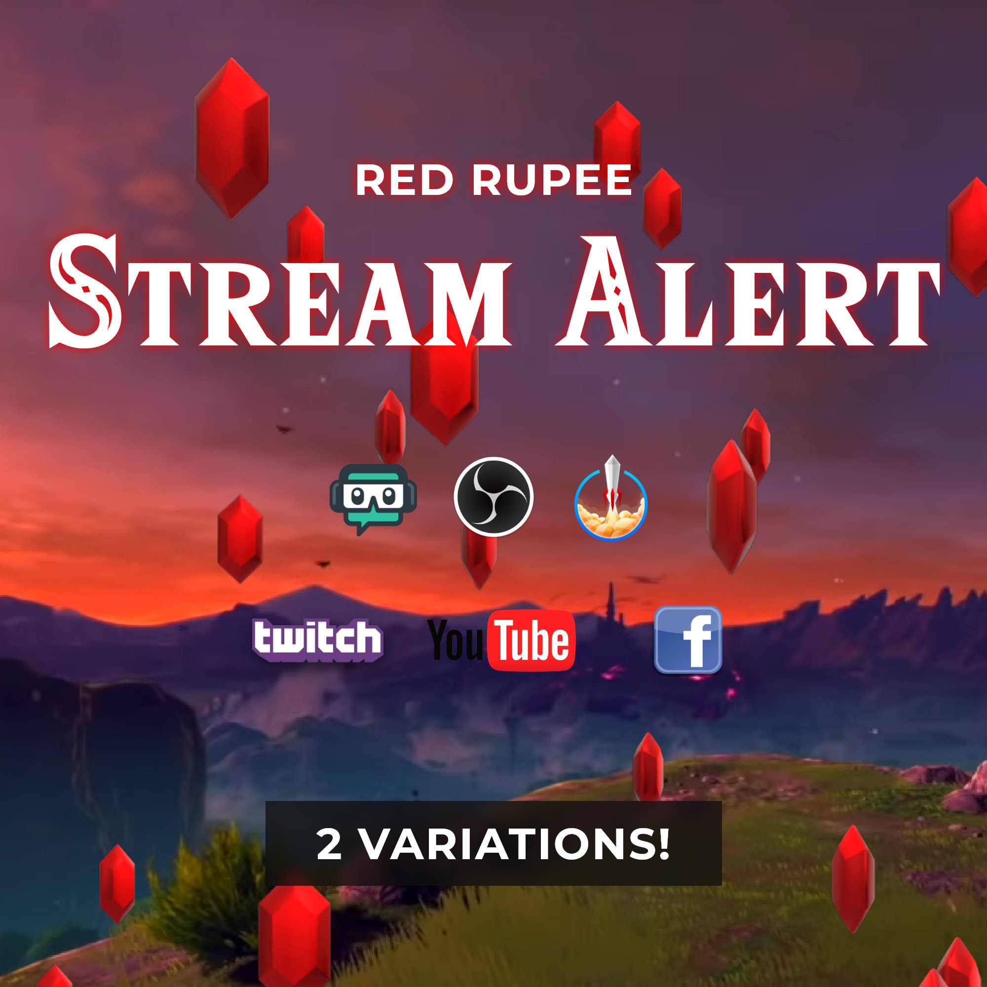Red Rupee Stream Alert Pack - 2 Full Screen 1920x1080 Animated Overlays ...
