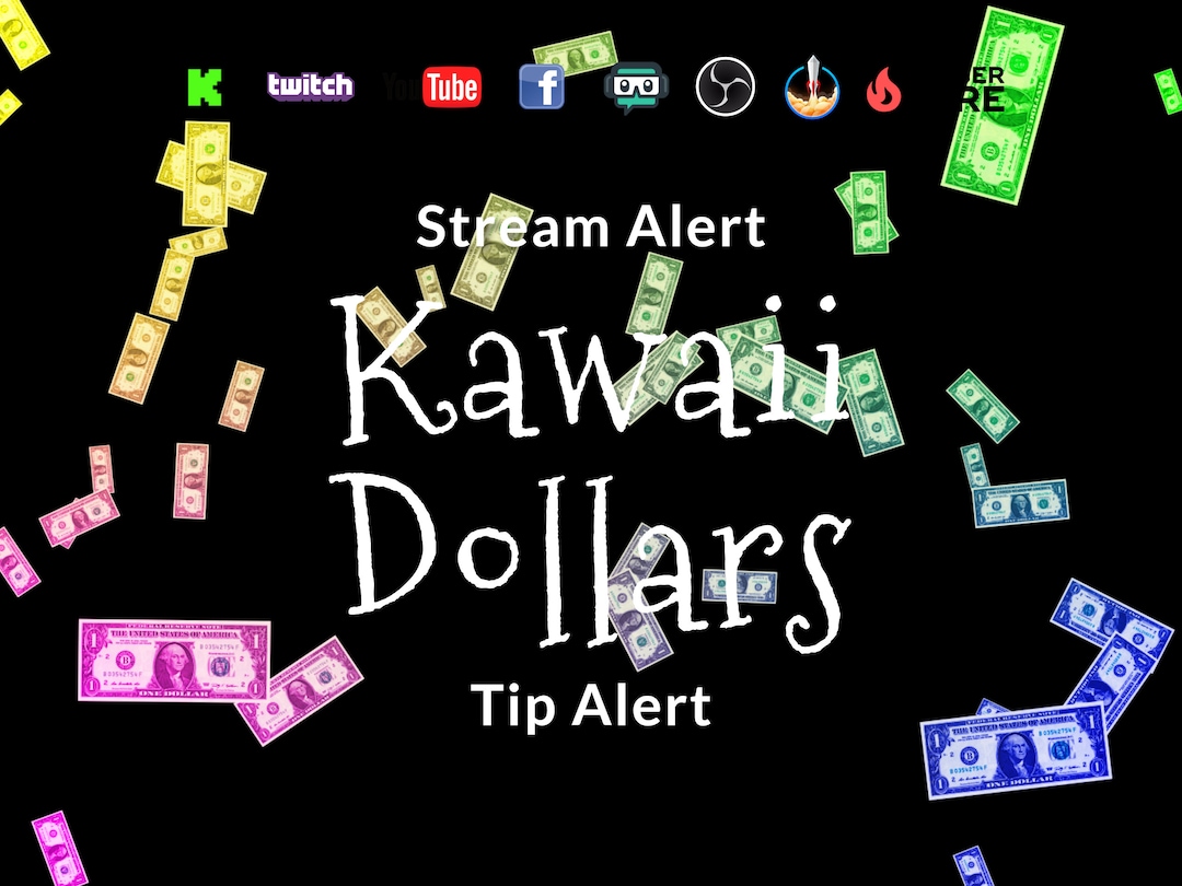Kawaii Dollars Tip Stream Alert - Donation Effect - Full Screen ...