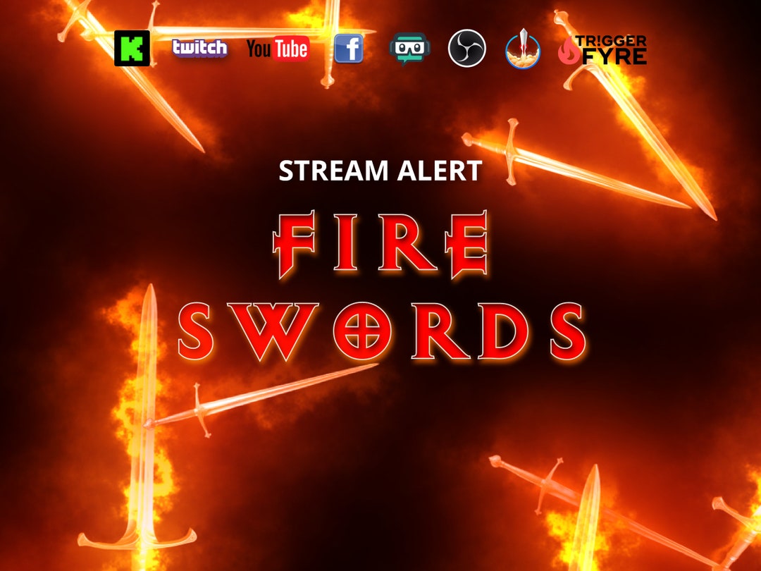 Fire Swords Stream Alert - Full Screen Animated Overlay - Transparent ...